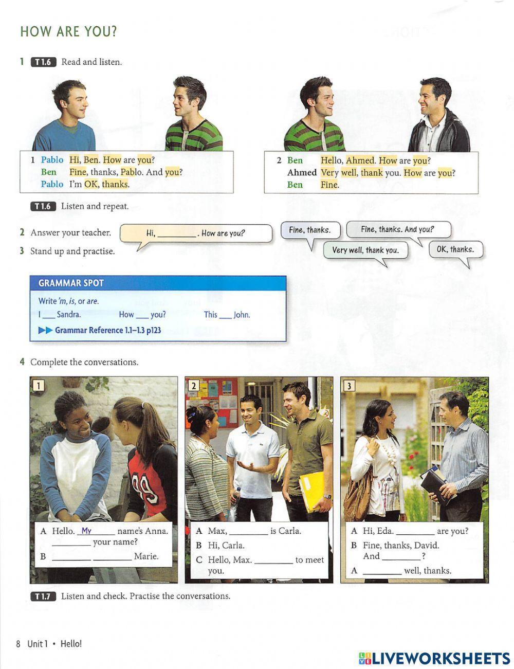 Unit 1 New Headway plus- Beginners with Audio online exercise for | Live Worksheets