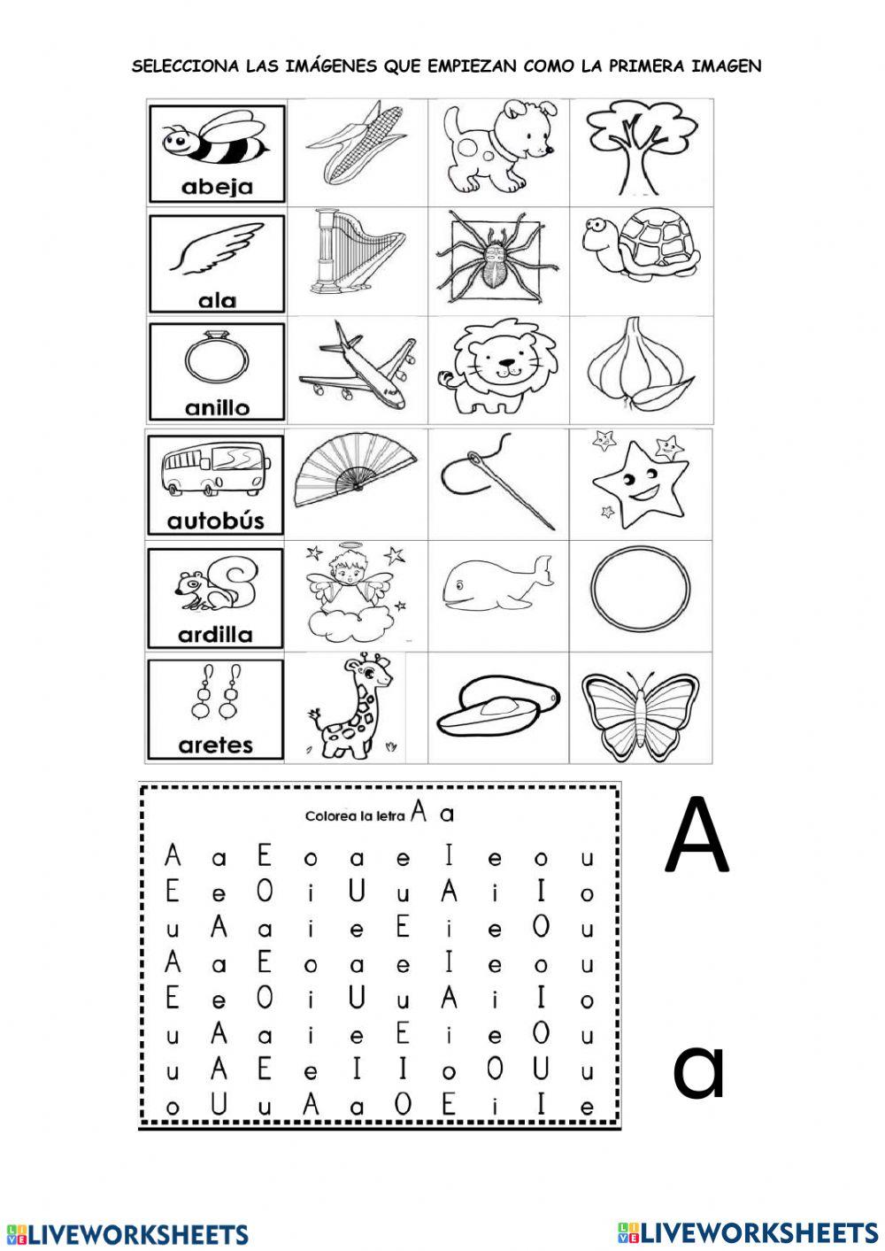Vocal A a | Free Interactive Worksheets | 1849273