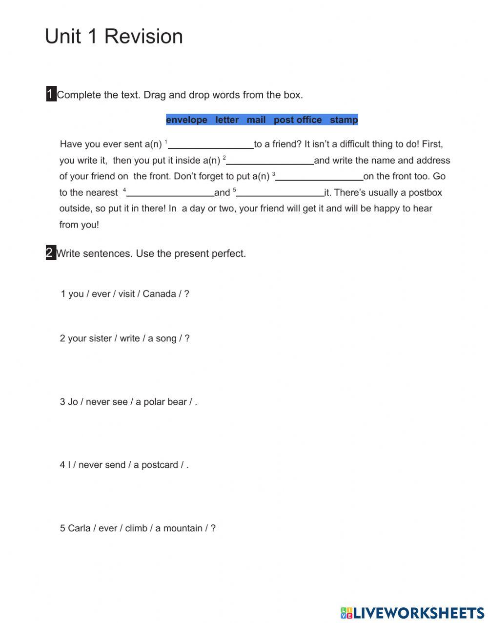 Look 5 - Unit 1… | Free Interactive Worksheets | 1848345