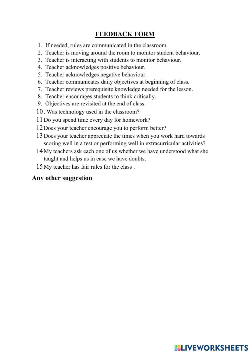 feedback 4231994 | anjanaanil55 | Live Worksheets