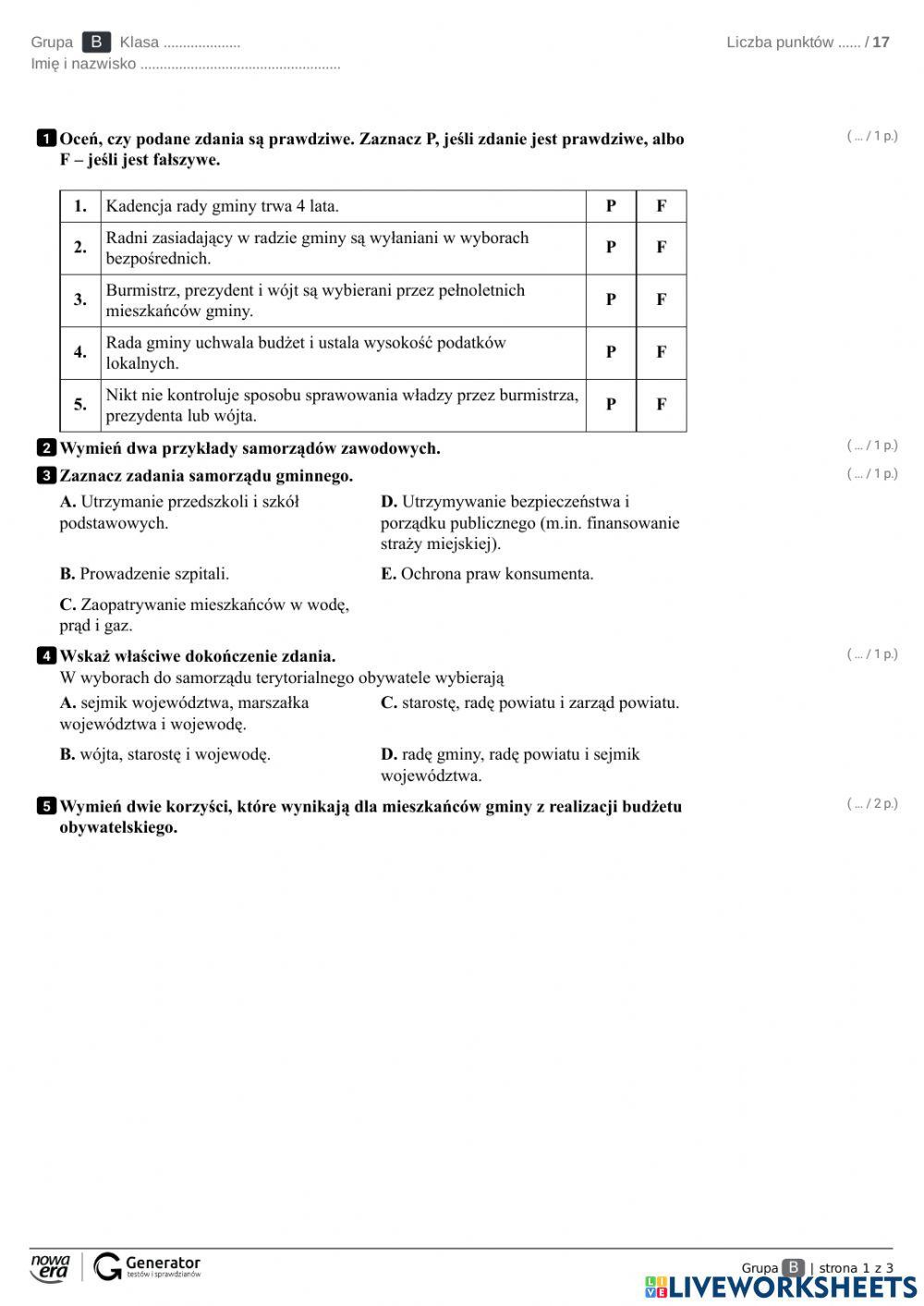 wos - dział III - porawa sprawdzianu 5293731 | Ewa
