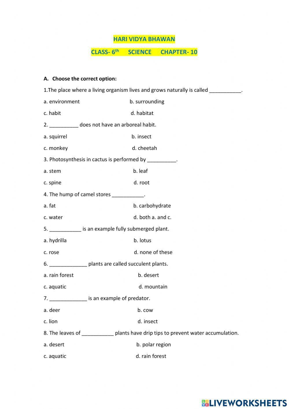 6th Adaptation | Free Interactive Worksheets | 1849452