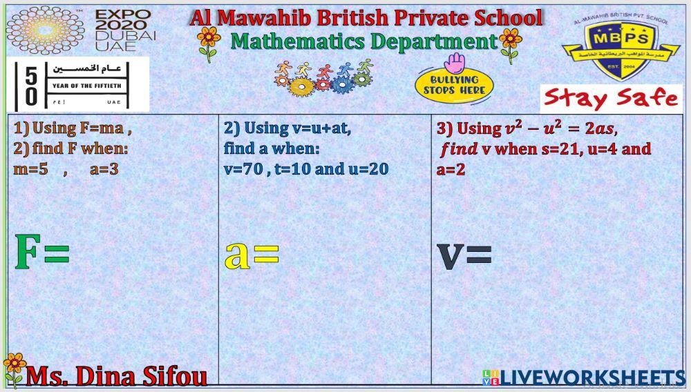 Substitute into formulae 1849473 | Dina Mohamed Ahmed