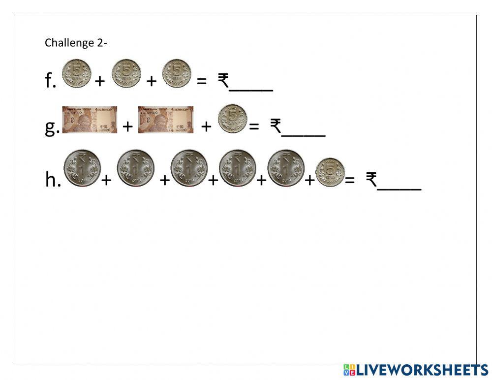 Money-Find the total amount. online exercise for | Live Worksheets