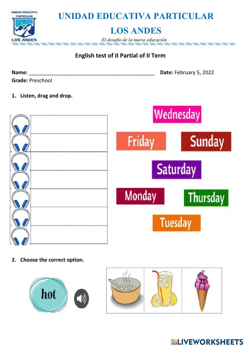 Evaluation of 2 term worksheet | Live Worksheets