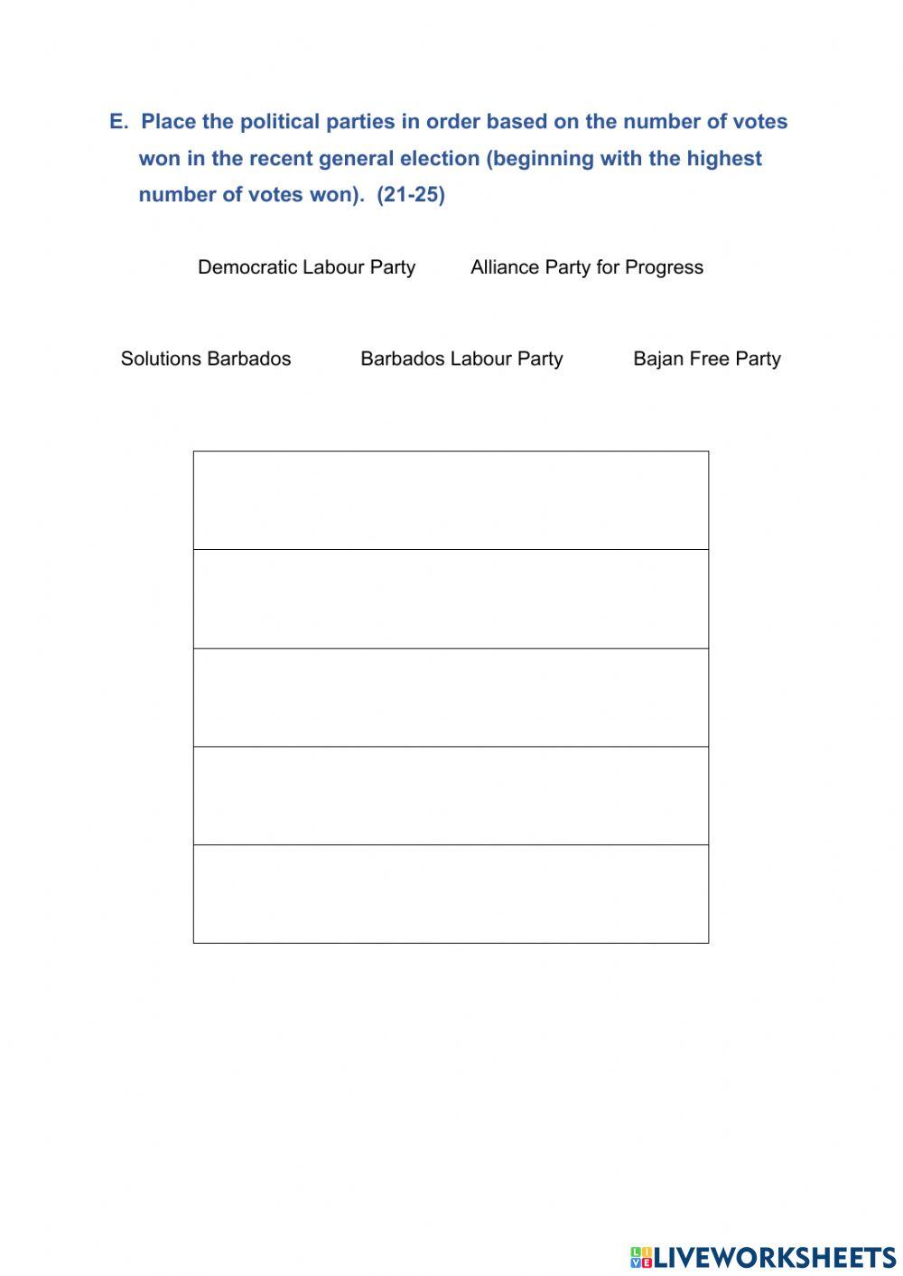 General Elections and Government Interactive Worksheet online exercise ...
