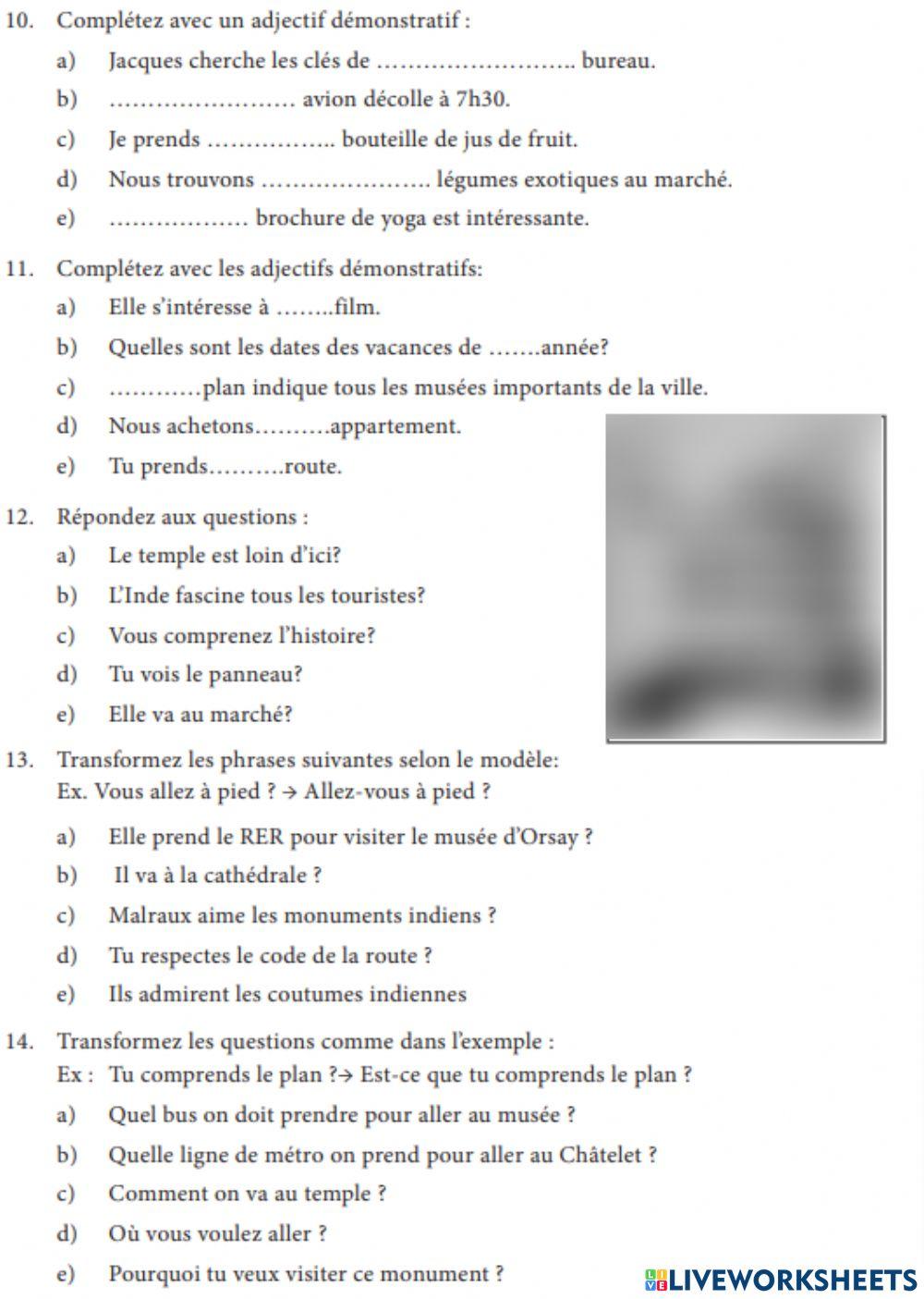 French lecon 3 (3) worksheet | Live Worksheets