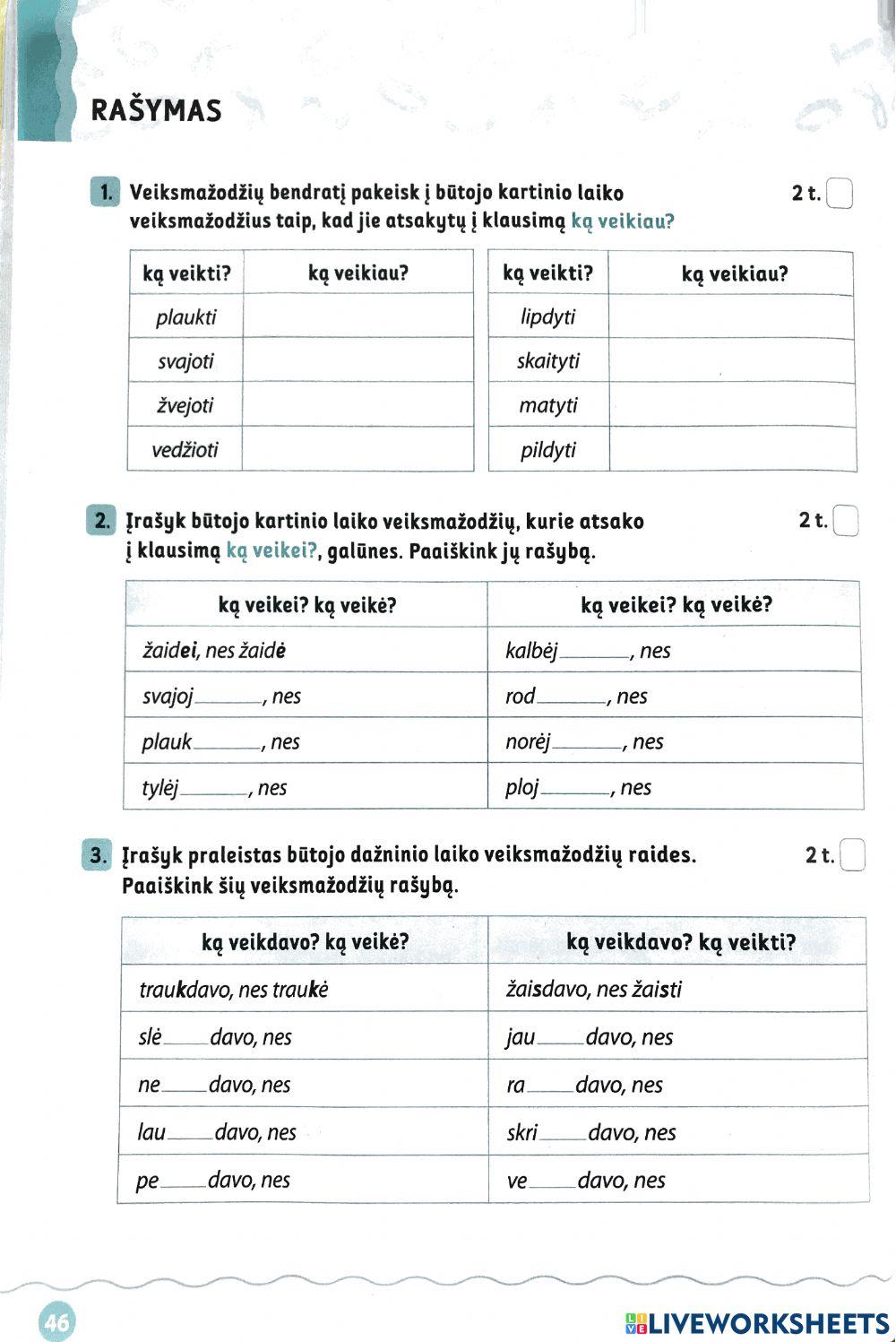 Lietuvių kalba 3 klasė online exercise for | Live Worksheets