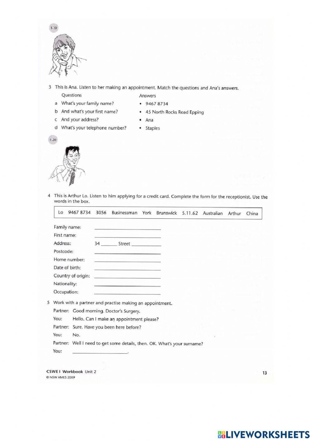 Page 4 personal information conversation practice