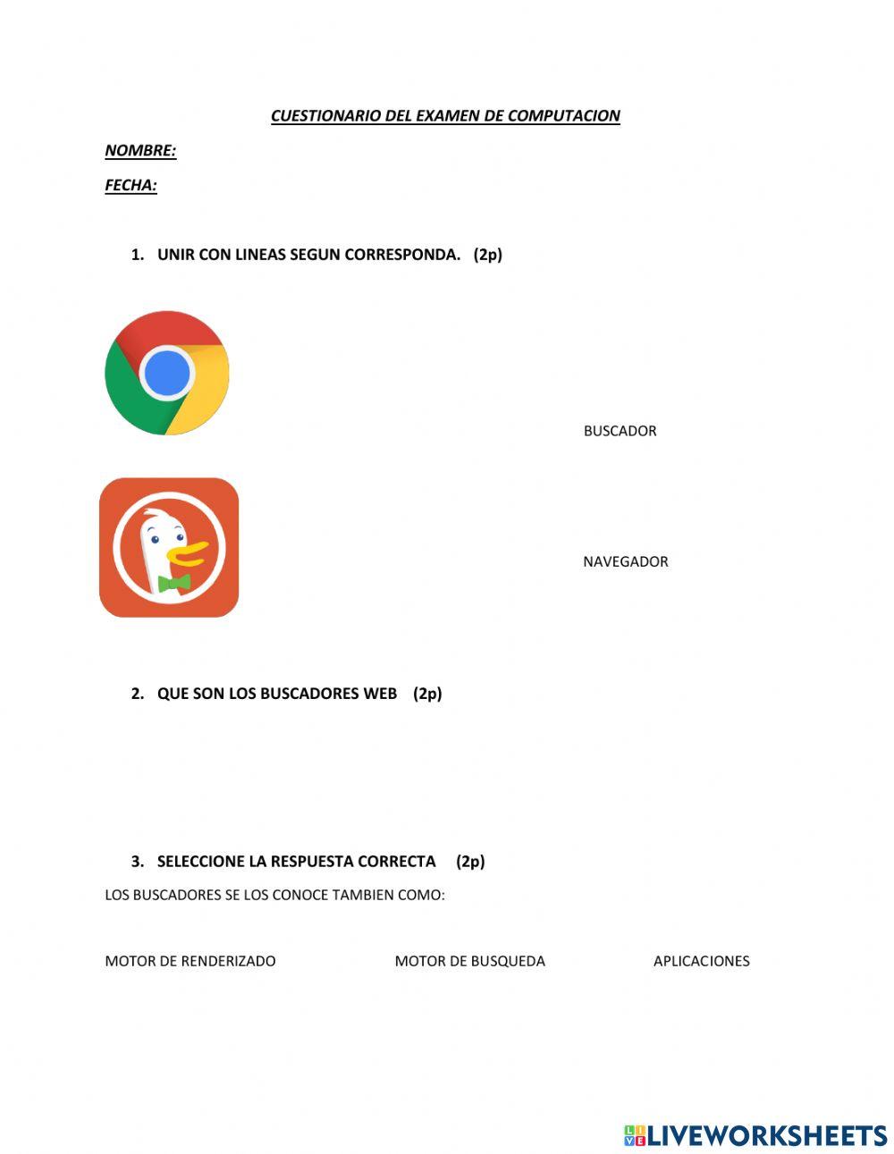 Cuestionario de informatica interactive worksheet | Live Worksheets