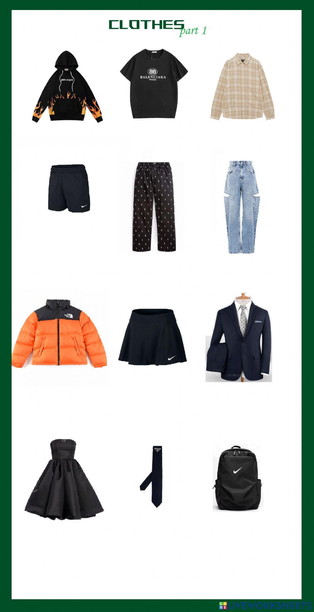 Clothes p.1 worksheet | Live Worksheets