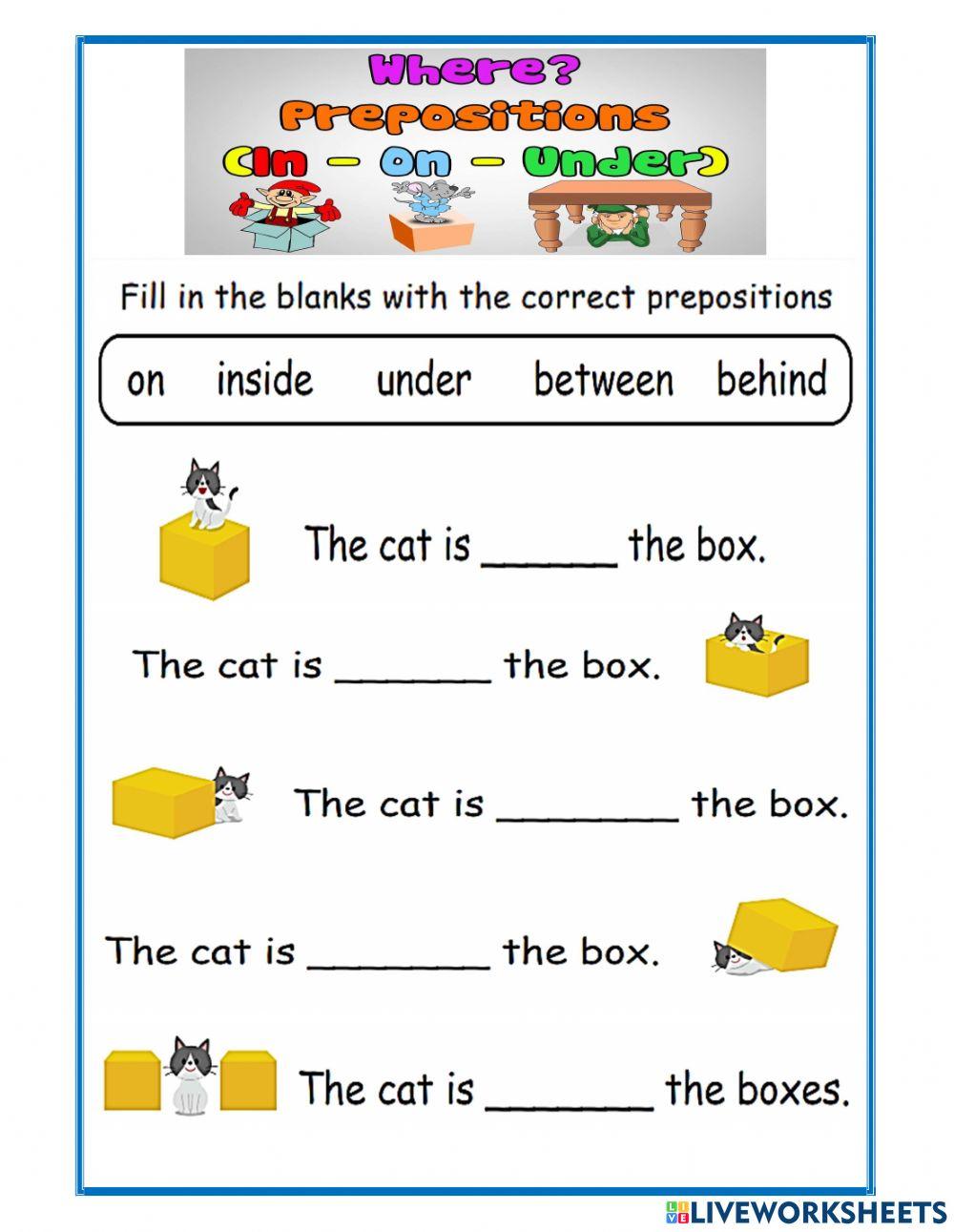 Prepositions of Place- Where worksheet | Live Worksheets
