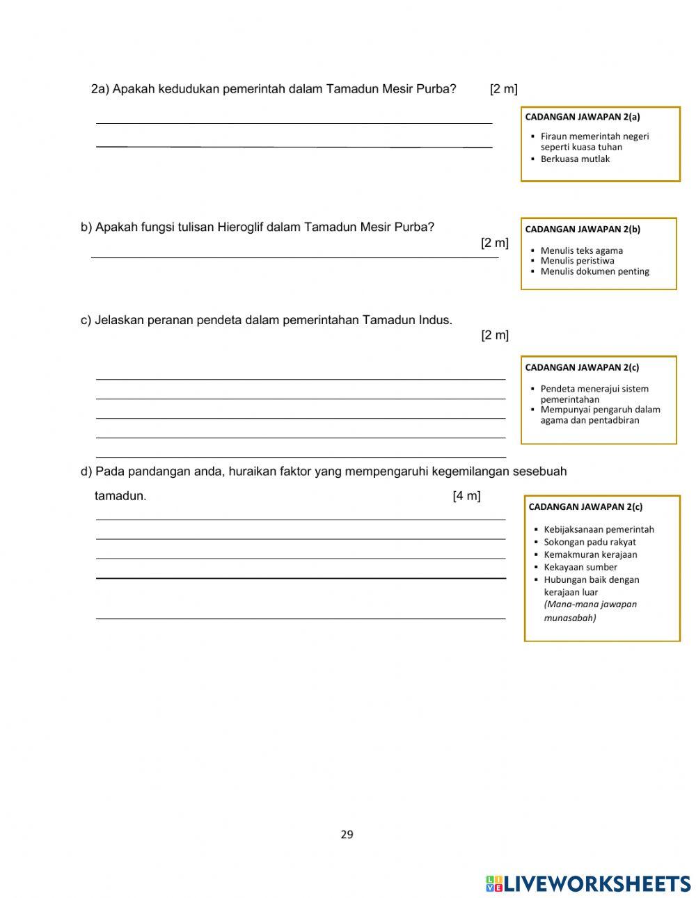 BAB 5 SOALAN OBJEKTIF DAN SOALAN STRUKTUR online exercise for | Live Worksheets