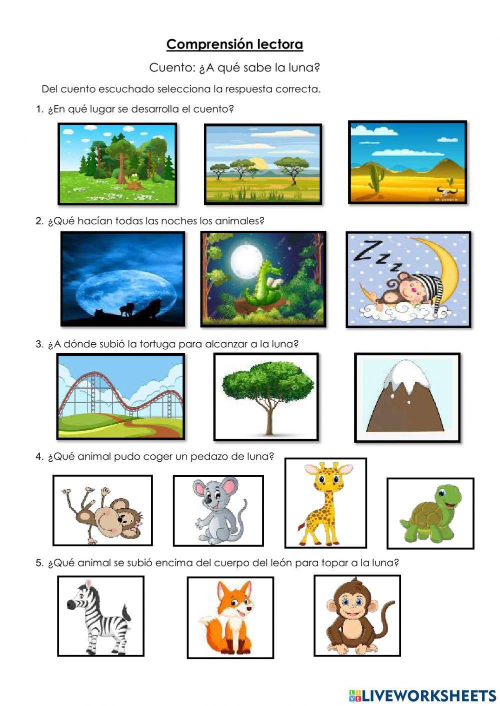 Cuento A qué sabe la luna interactive worksheet | Live Worksheets