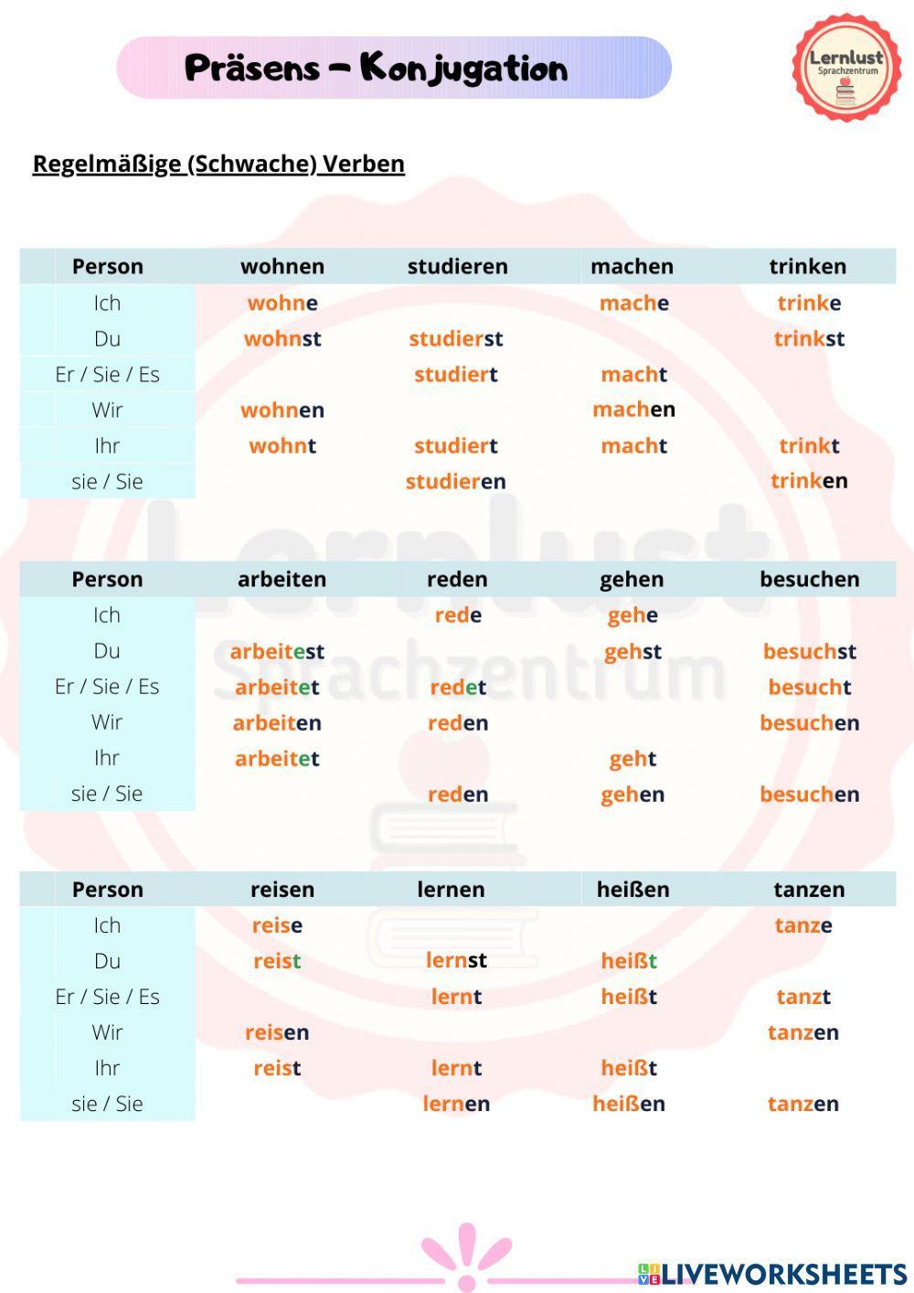 Konjugation Der Verben Worksheet Live Worksheets, 51% OFF