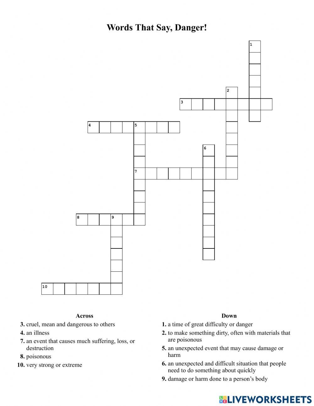 Words That Say, Danger! worksheet | Live Worksheets