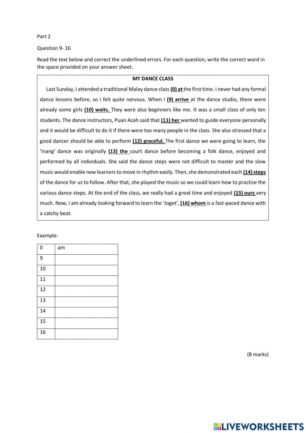 Final Exam Form 1-Reading online exercise for | Live Worksheets