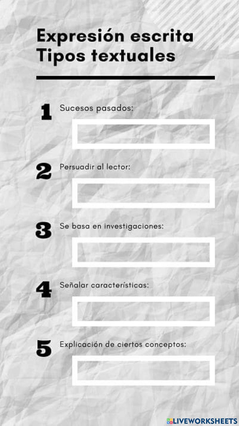 1852348 | Expresión escrita Tipos textuales | Samanta
