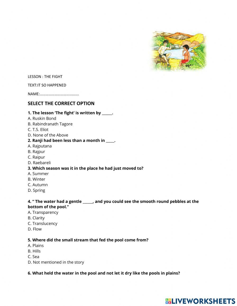 THE FIGHT online exercise for | Live Worksheets