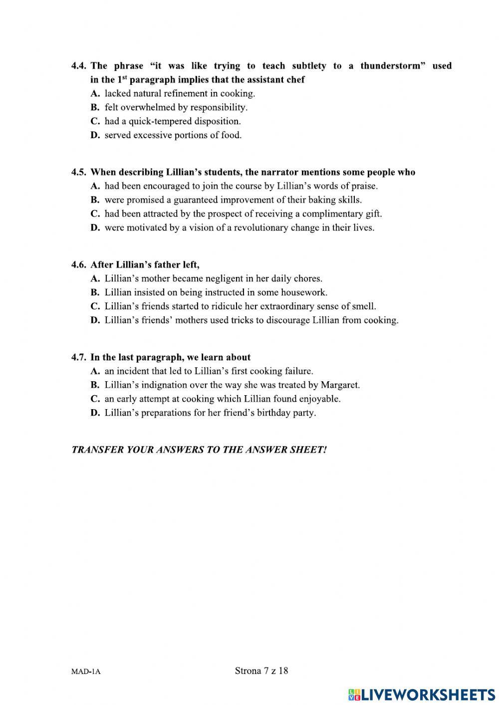 Reading m2-16 worksheet | Live Worksheets