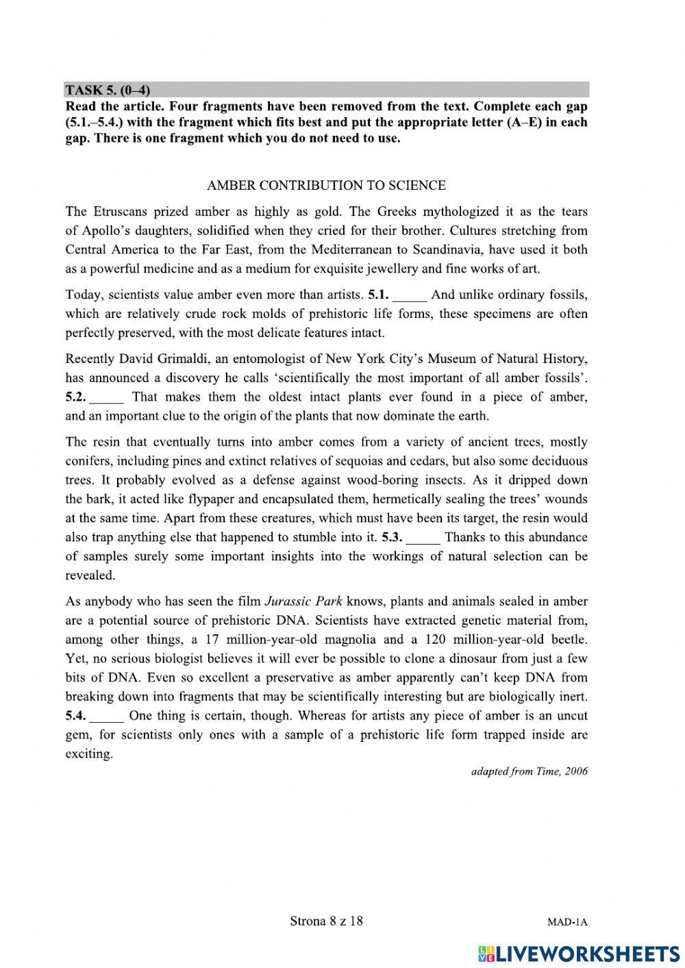 Reading m2-16 worksheet | Live Worksheets