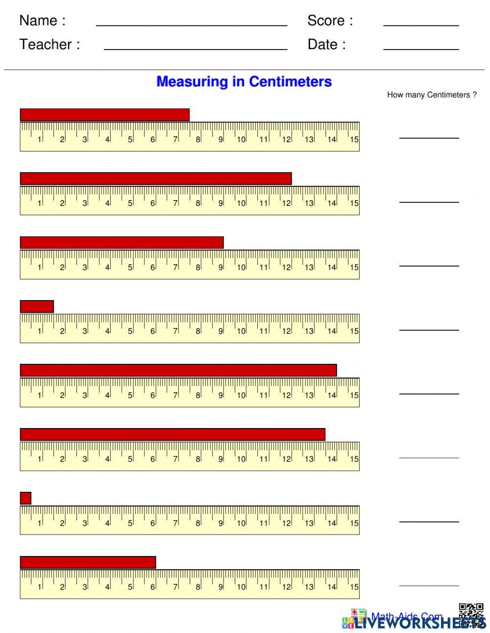 measuring centimeters with half mark online exercise for | Live Worksheets