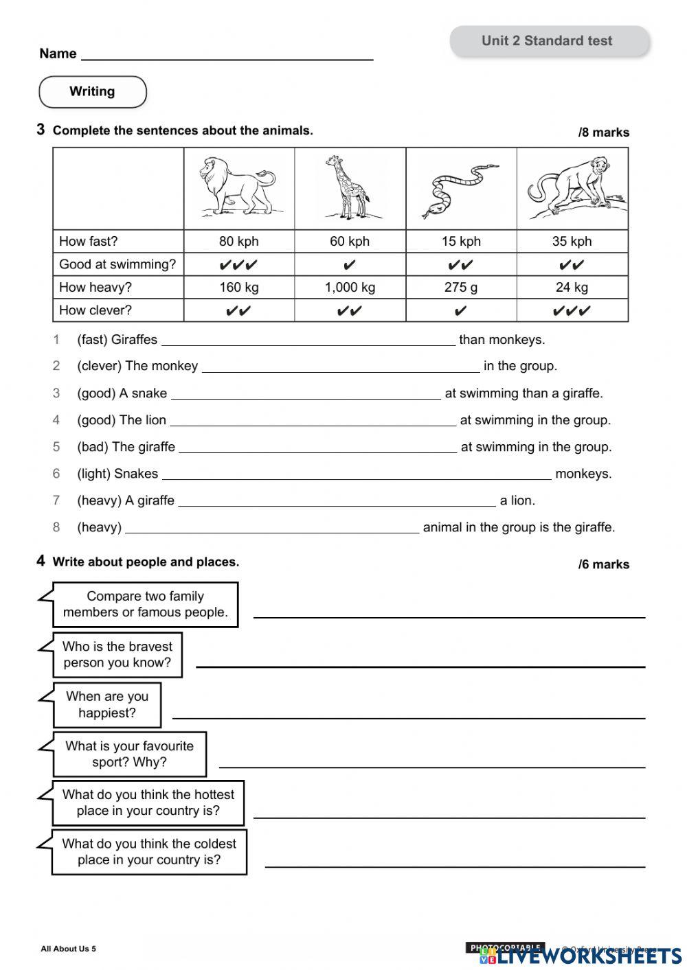 AAU5 U2 STANDAR… | Free Interactive Worksheets | 6828707