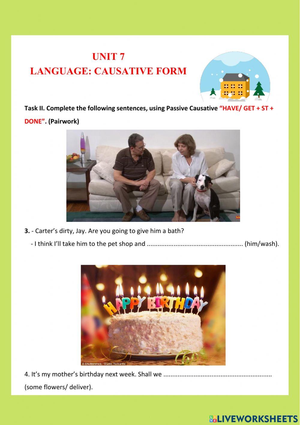 Task 2-Causative-Complete sentences online exercise for | Live Worksheets