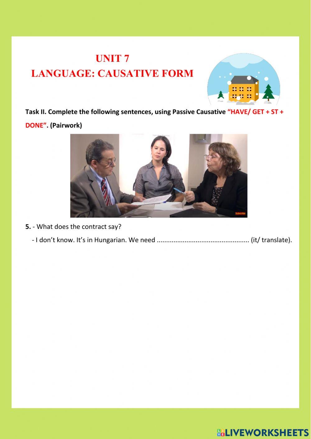 Task 2-Causative-Complete sentences online exercise for | Live Worksheets