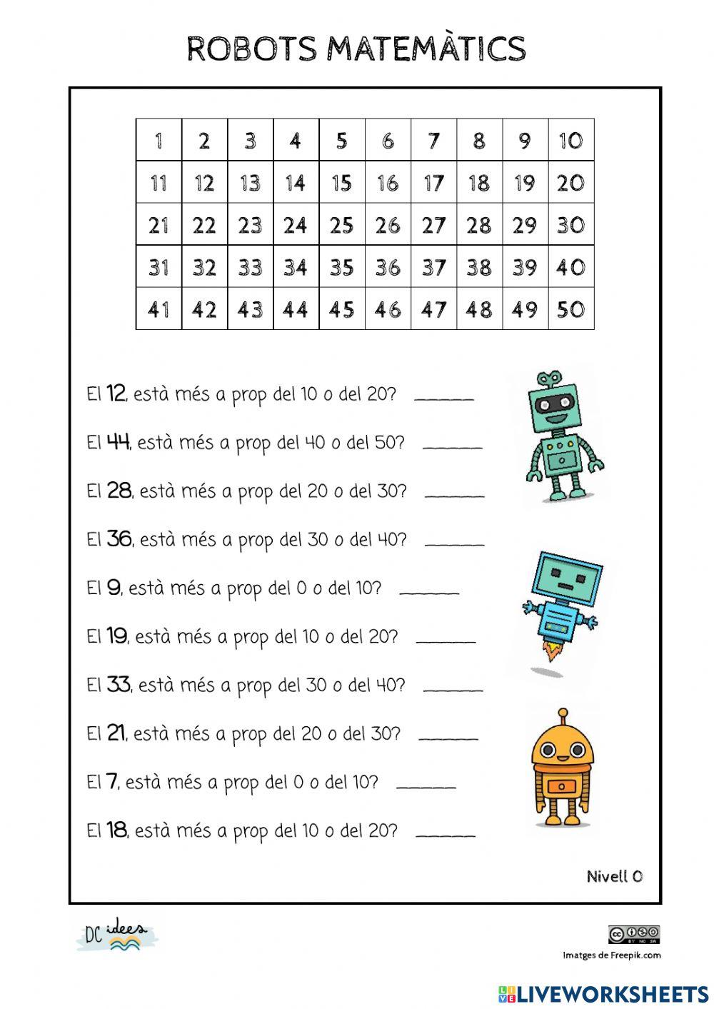 Robots Matemàtics 2 worksheet | Live Worksheets