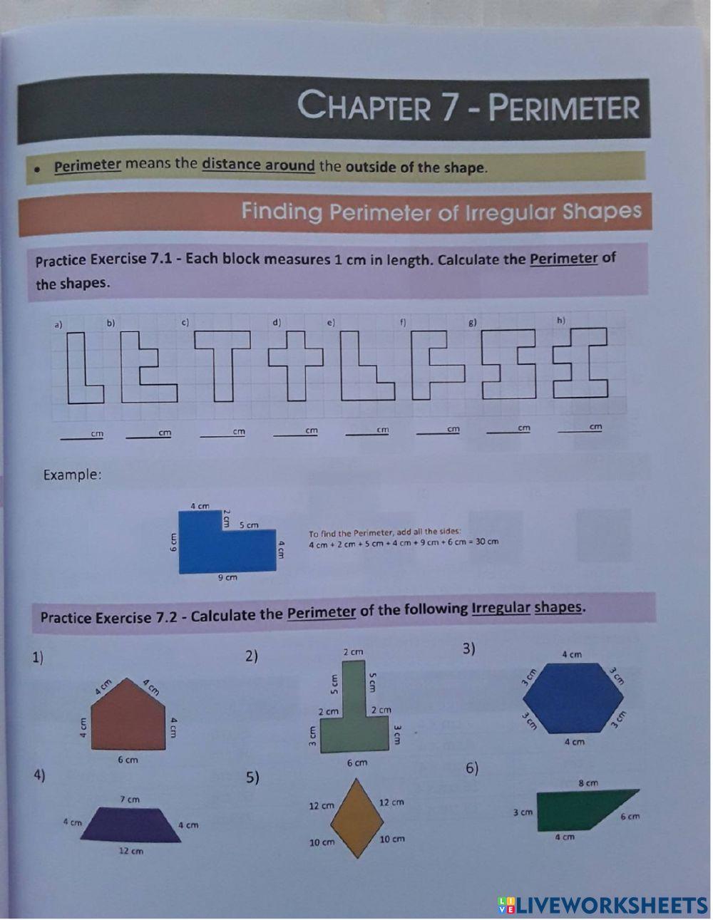 Perimeter online worksheet for 3 | Live Worksheets