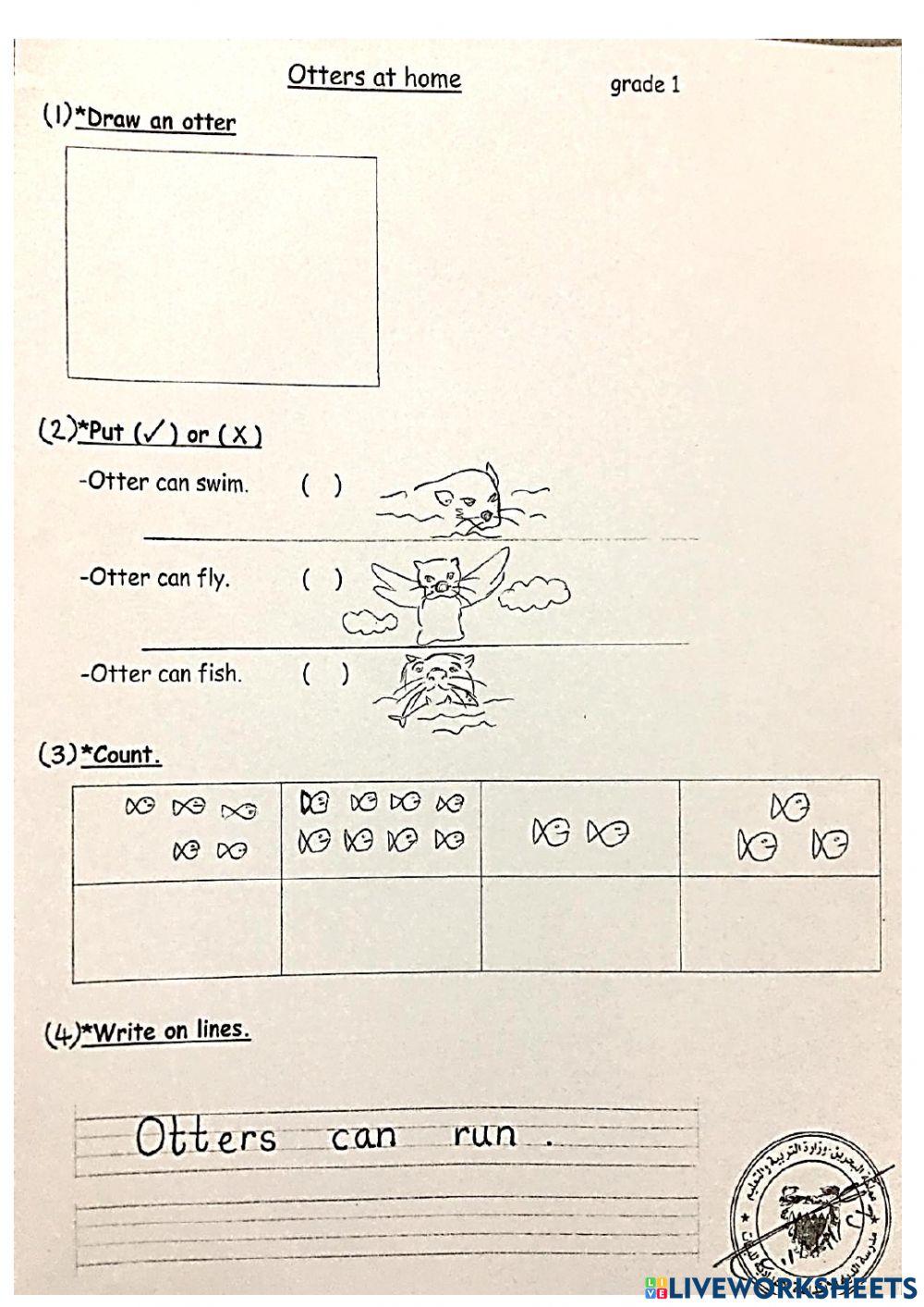 Otters at home Activity 1 worksheet | Live Worksheets