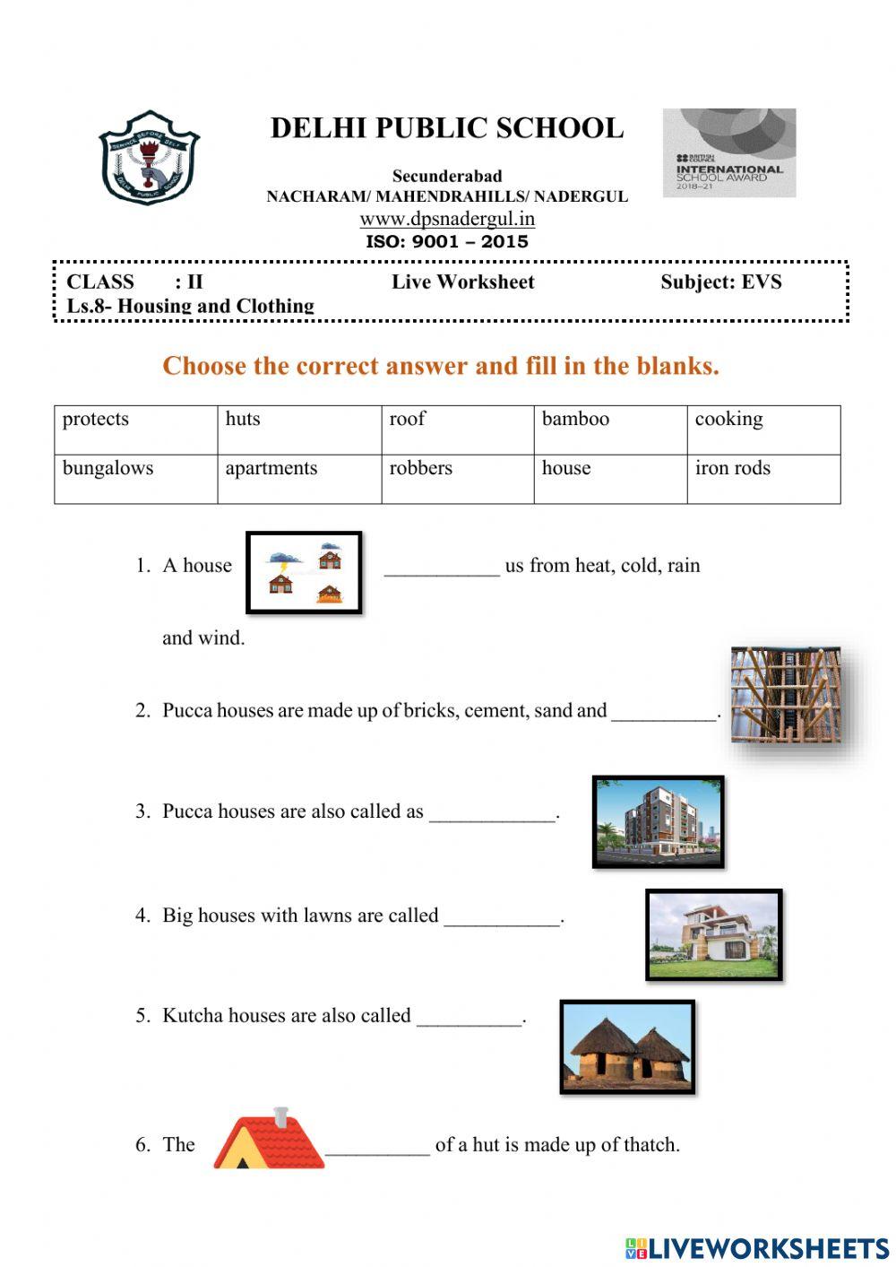 Housing and Clo… | Free Interactive Worksheets | 1853949