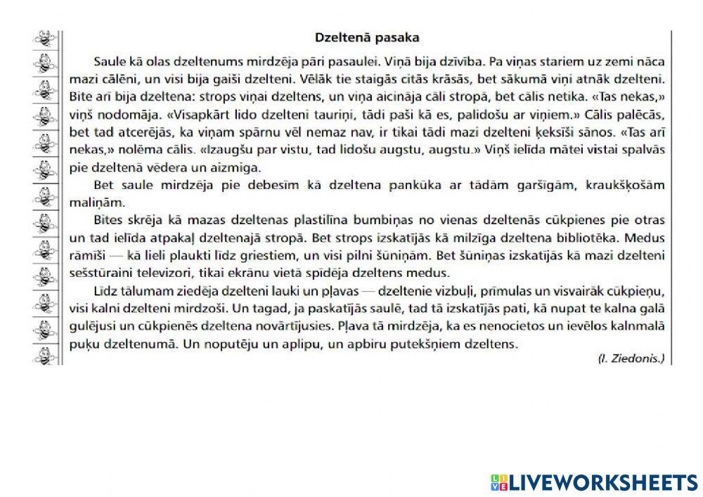 Literāra pasaka | Free Interactive Worksheets | 1854184