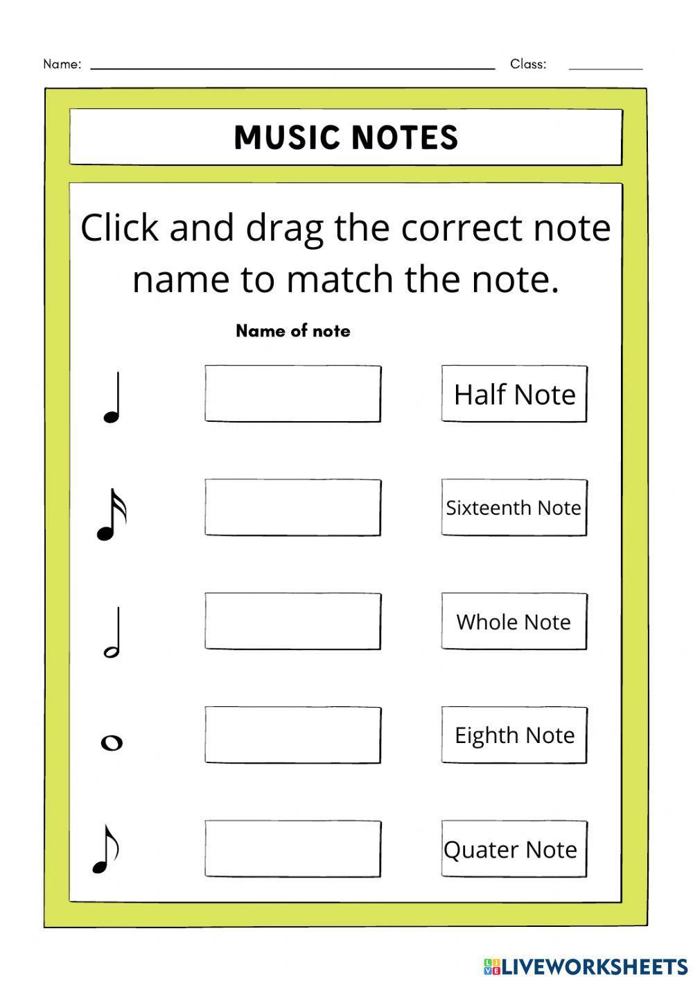 Note Naming | MariyaSalas | Live Worksheets