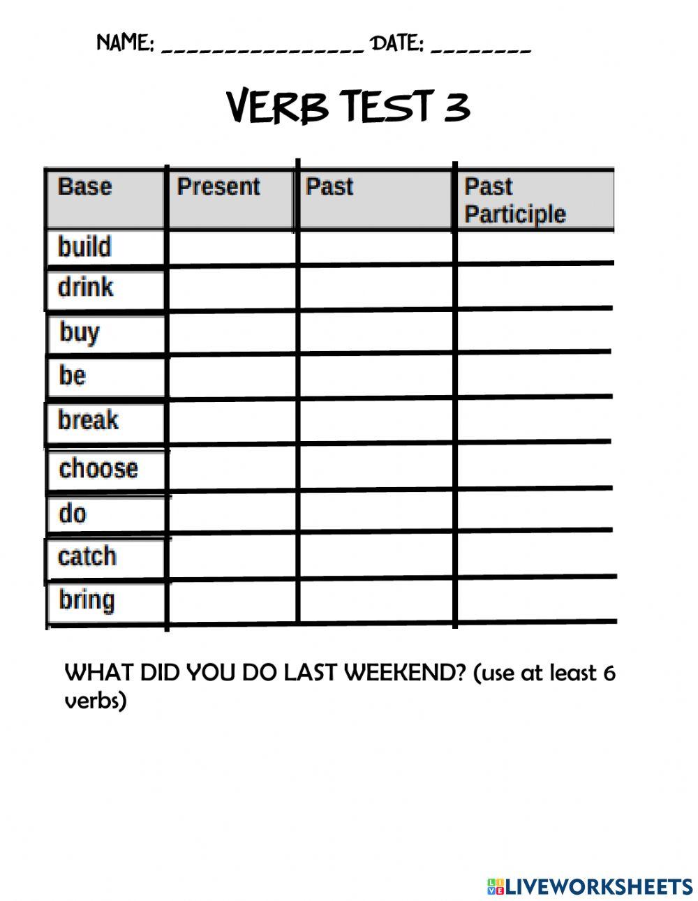 Verbs 3 | pau88pioli | Live Worksheets