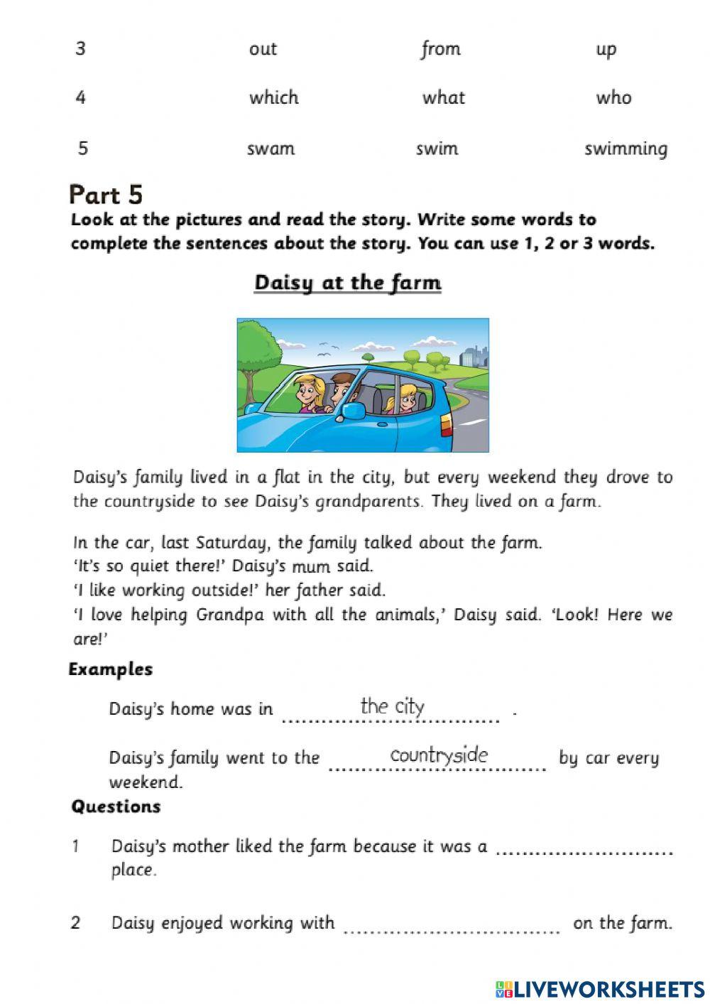 Movers 1 Reading and writing P4,5,6 worksheet | Live Worksheets