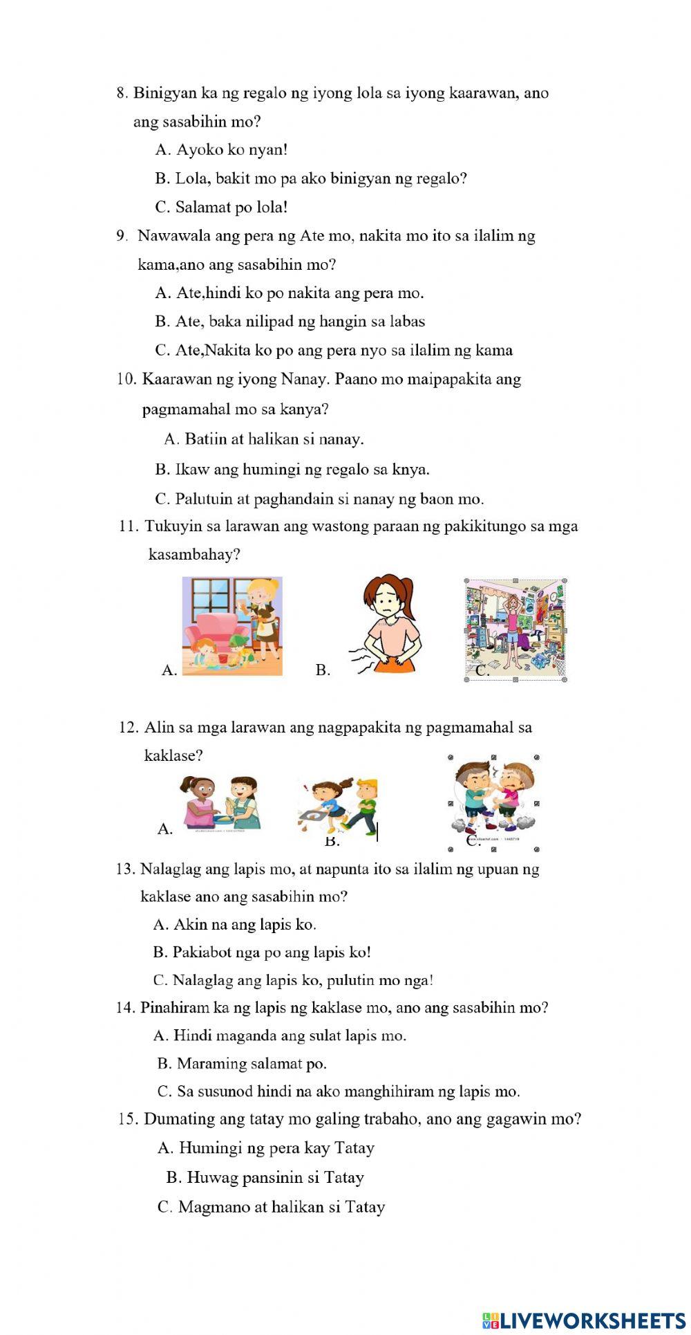 EsP Q2 LAS | Free Interactive Worksheets | 1854830