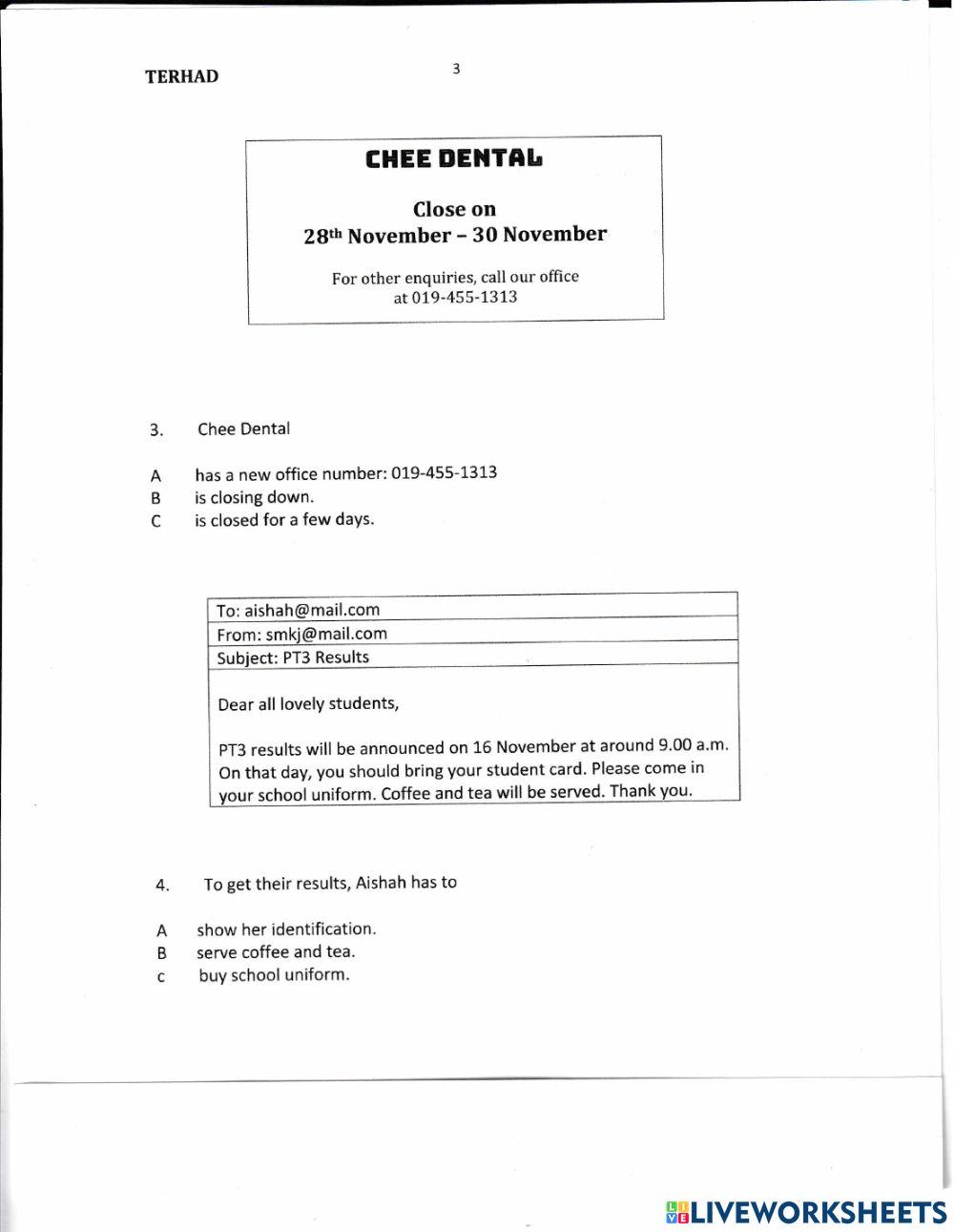 Checkpoint Paper 1 F1 worksheet | Live Worksheets