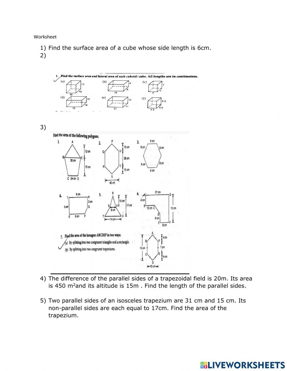 Cube online worksheet | Live Worksheets