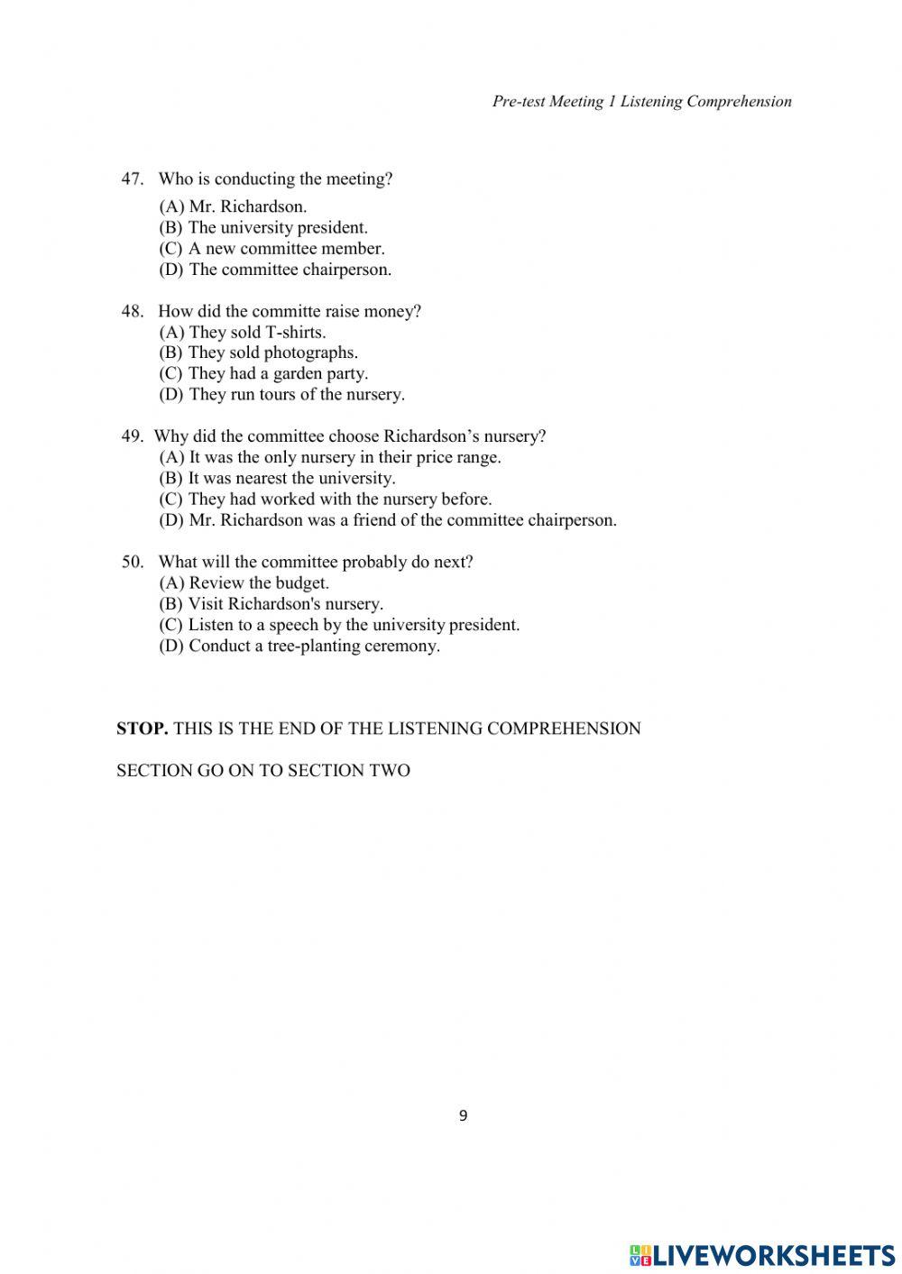 Listening Compr… | Free Interactive Worksheets | 5295413