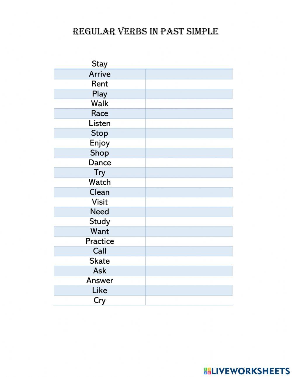 regular verbs in past 2719375 | MelisaDelValle | Live