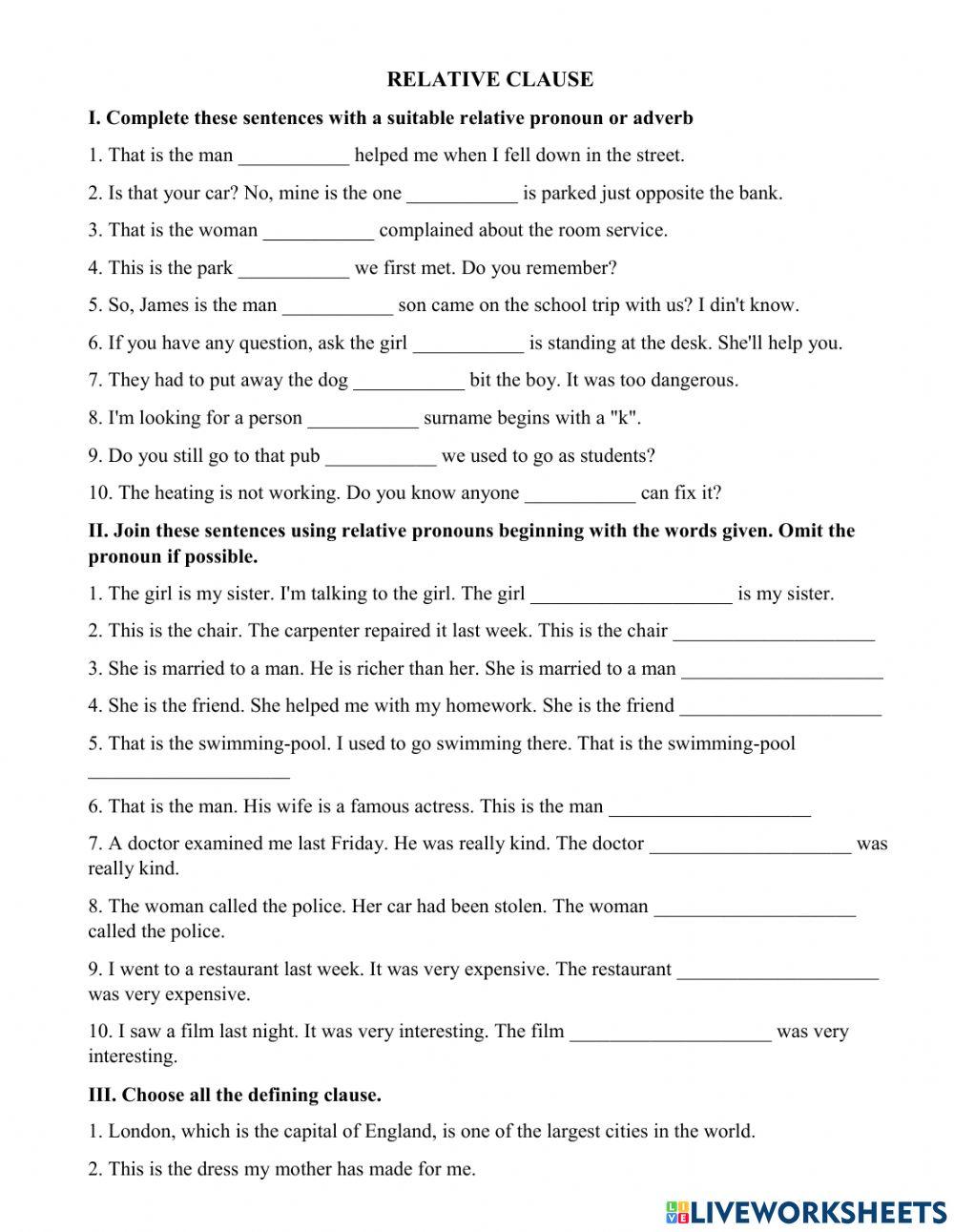 1855996 | Relative clause | linhtruong | LiveWorksheets