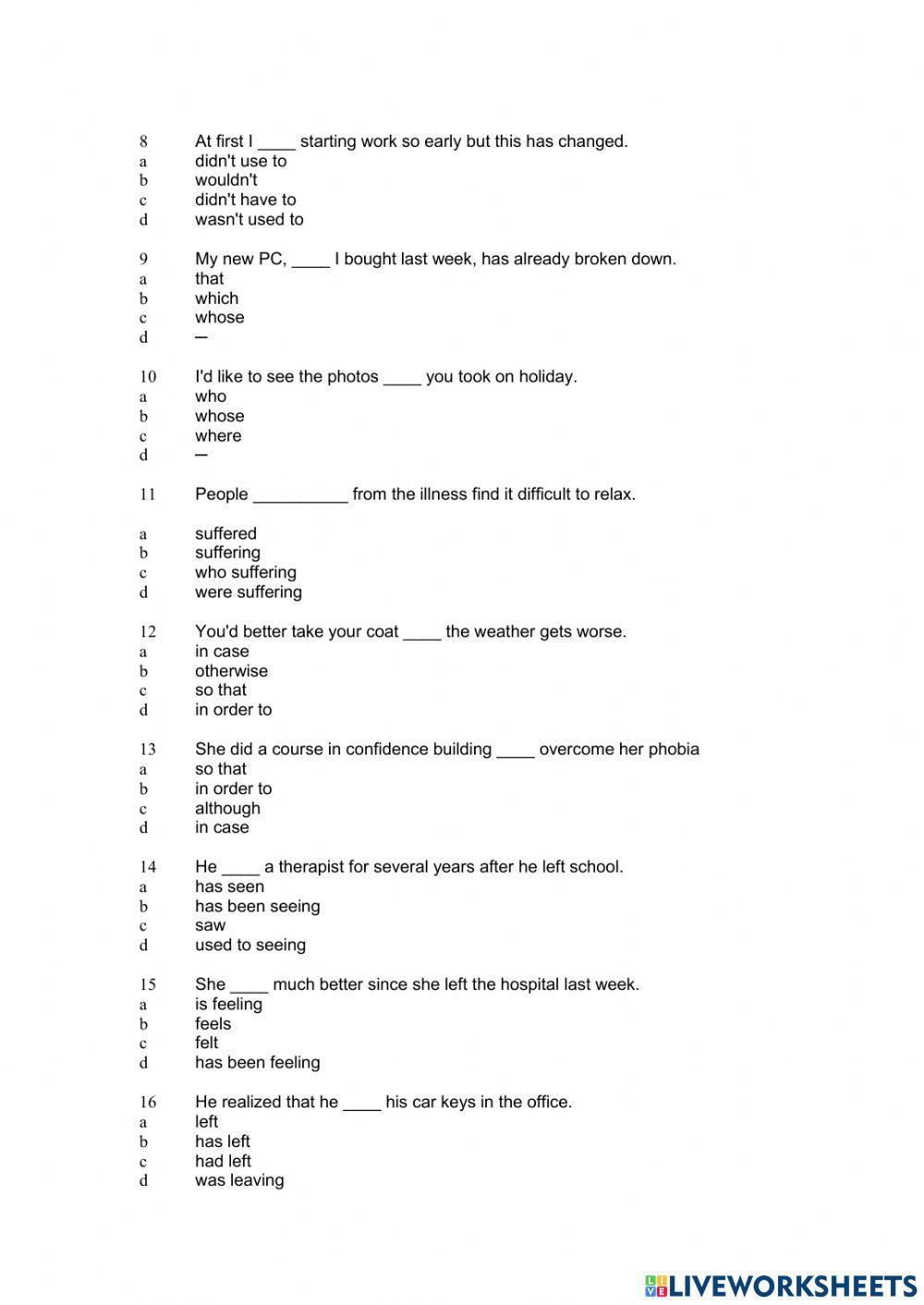 Upper Intermediate and advanced placement test 0817