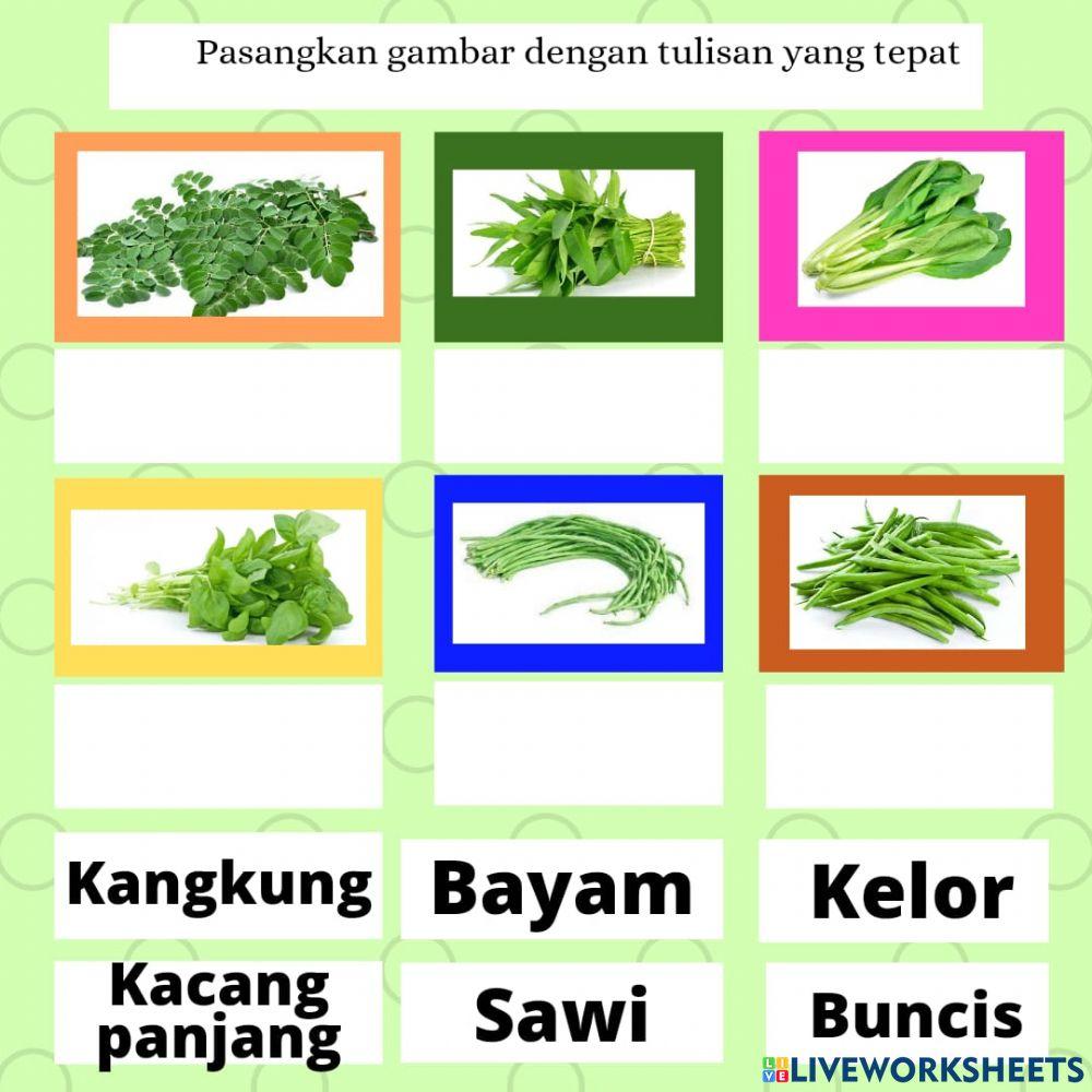 Macam-macam sayuran worksheet | Live Worksheets