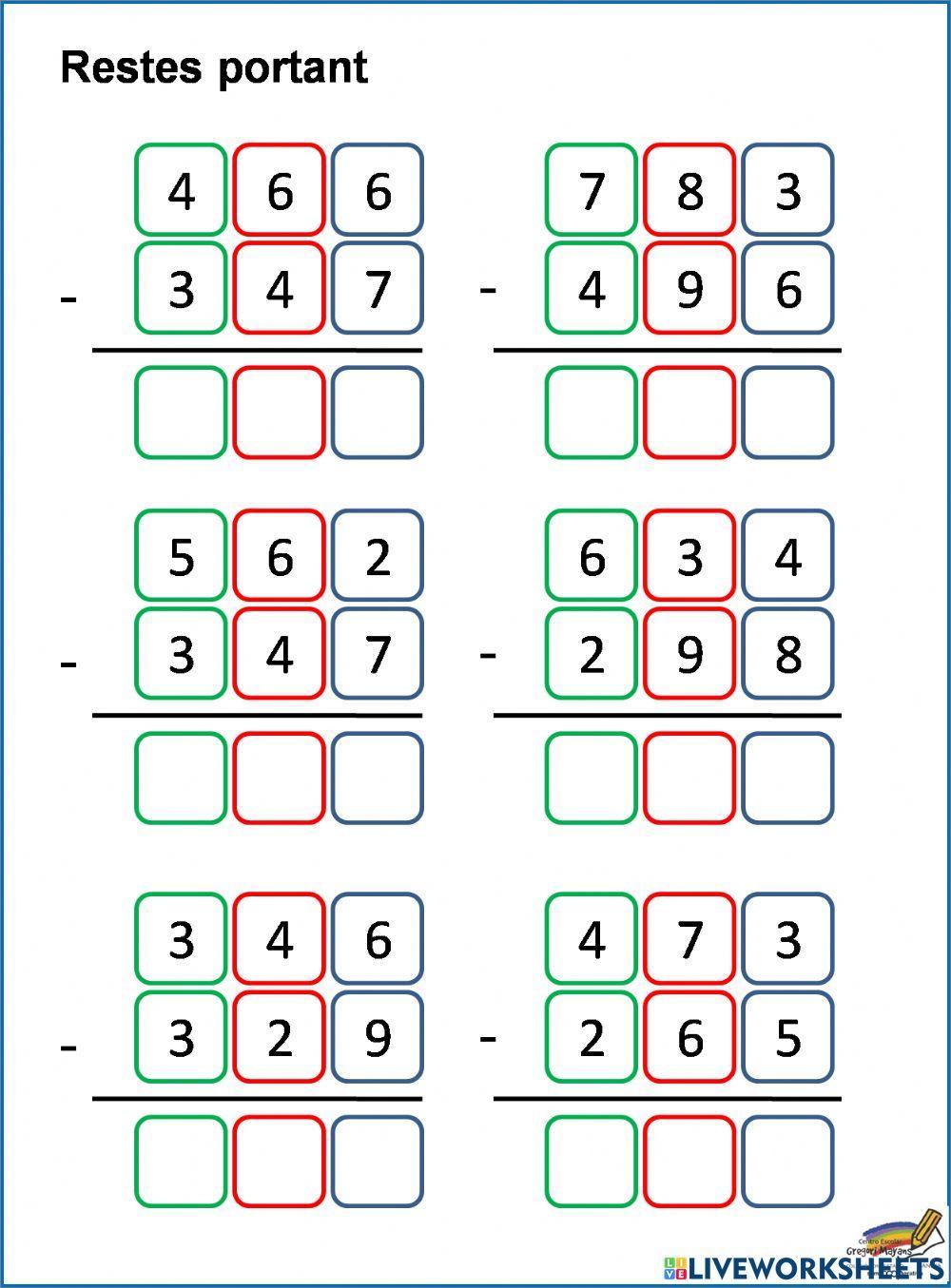 Restes portant interactive exercise | Live Worksheets