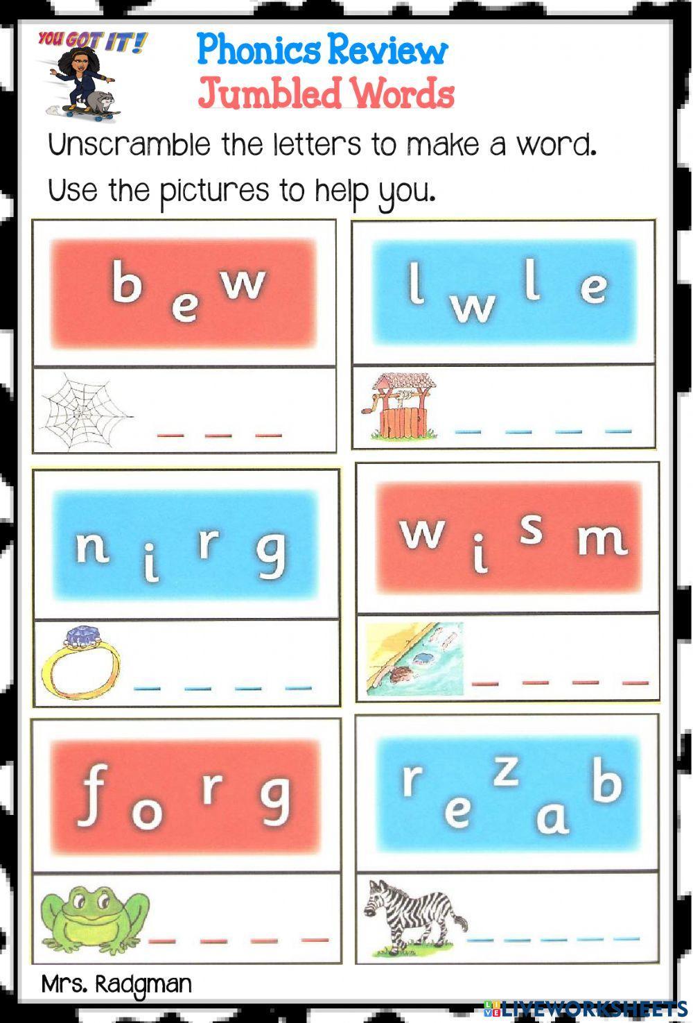 1857118 | Word Anagram | Keisy Radgman | LiveWorksheets