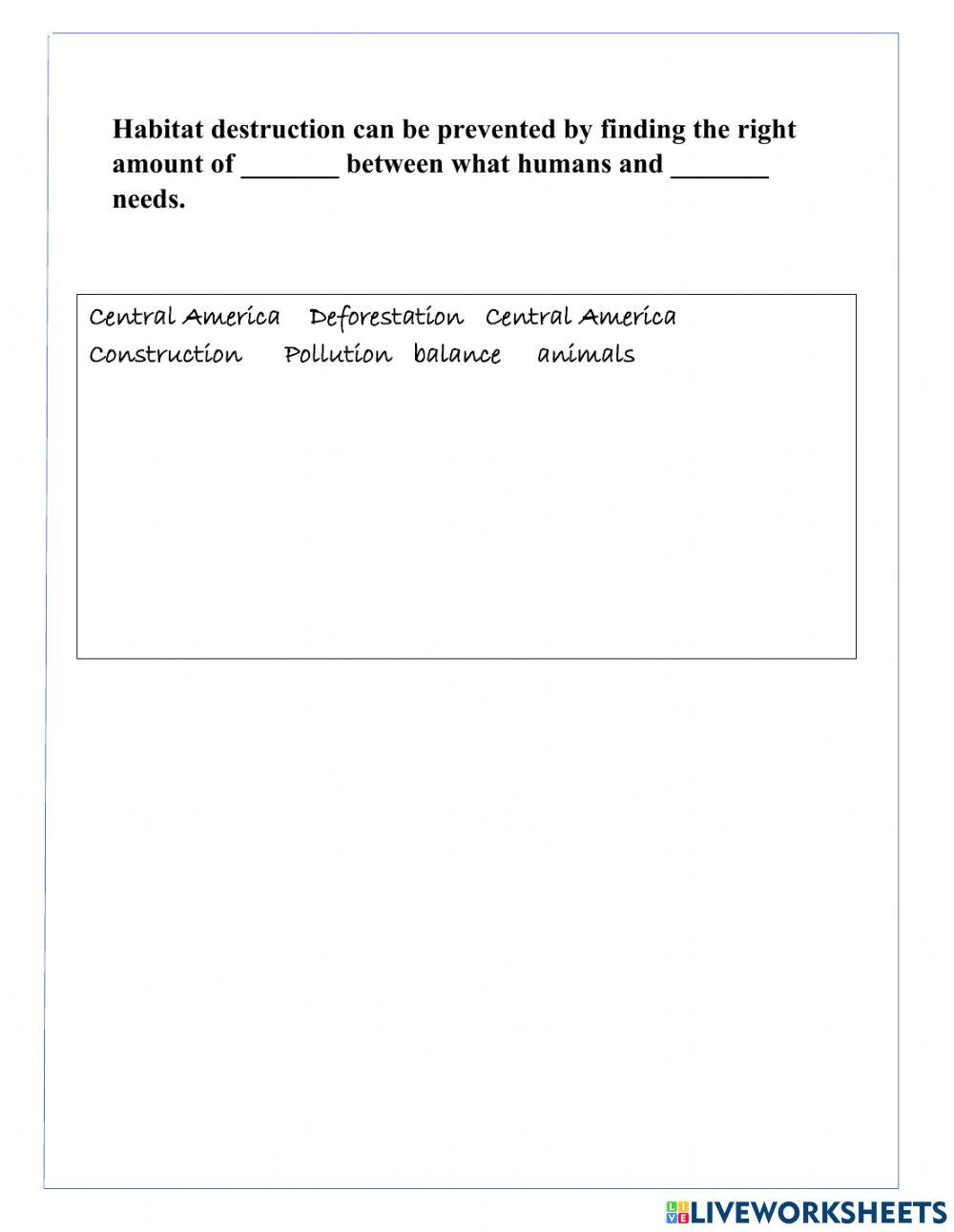 Habitat Destruction online exercise for | Live Worksheets
