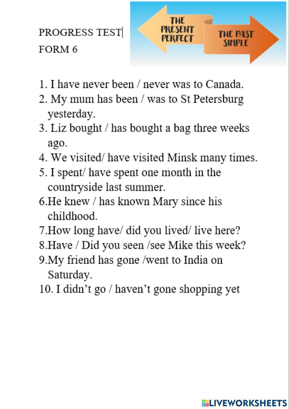 Present Perfect and Past Simple activity for grade 3 | Live Worksheets