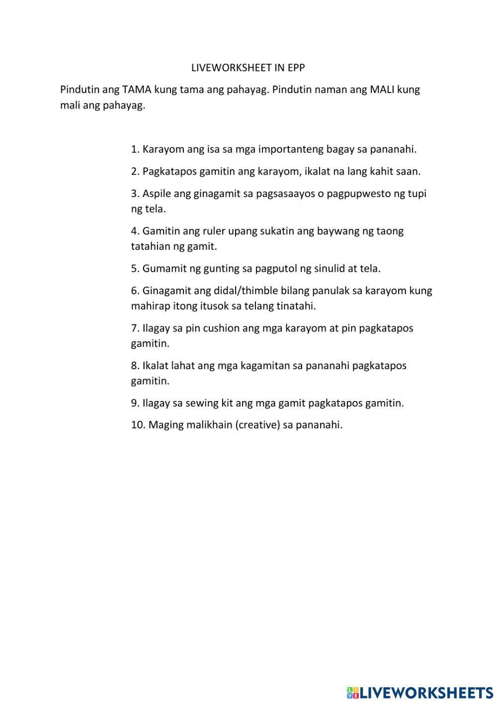 EPP Online Exercise For Live Worksheets, 60% OFF